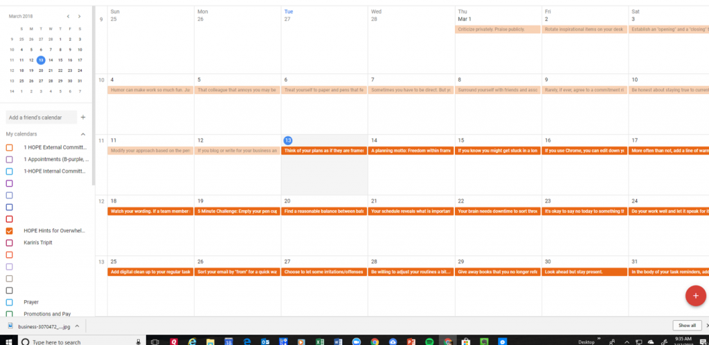 Daily Calendar - Beth Beutler